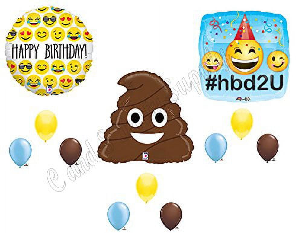 EMOJI EMOTICon POO Happy Birthday Party Balloons Decoration Supplies ...