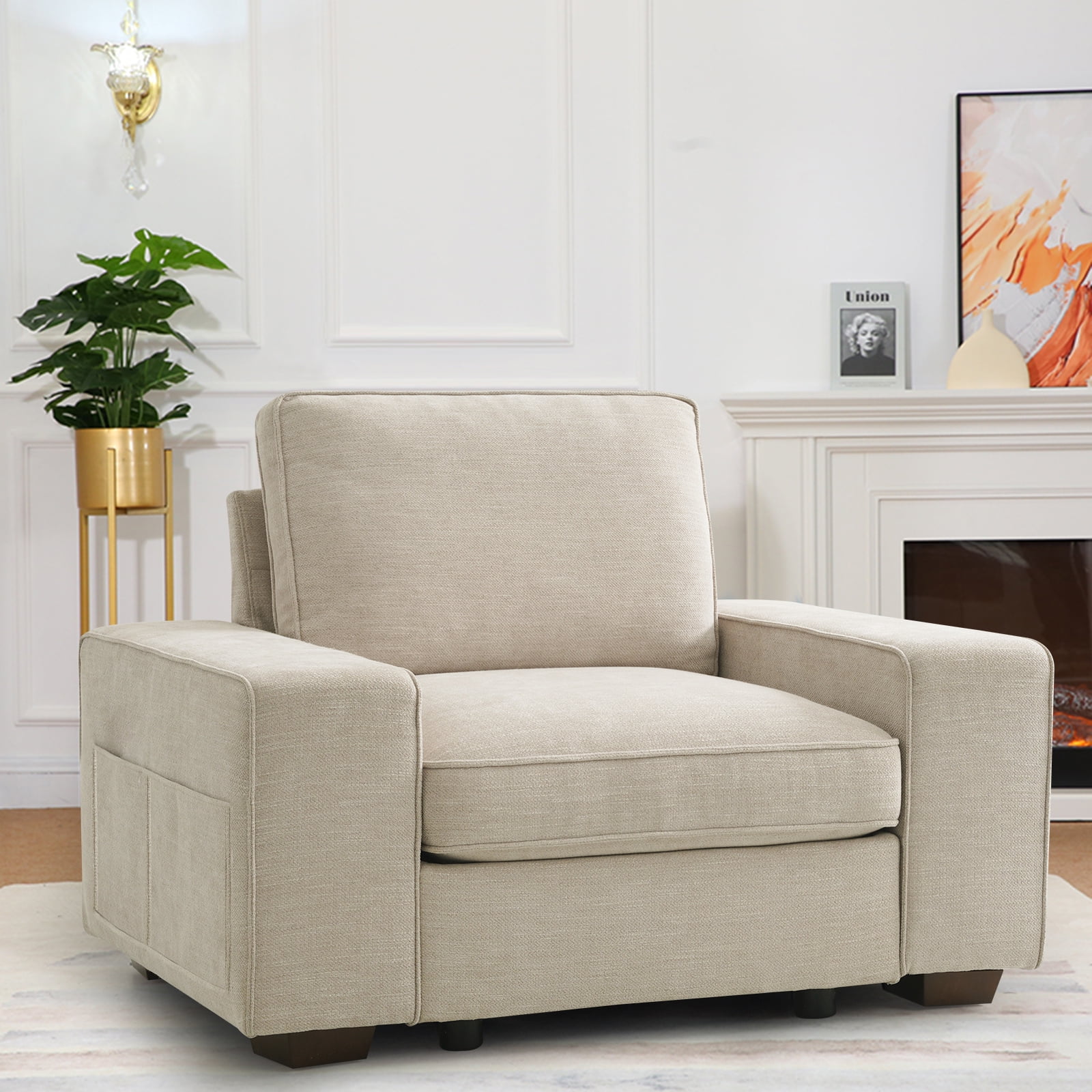 EMONIA 45" Single Sofa Chair Deep Seat Modern Mini Sofa Couch for Small ...