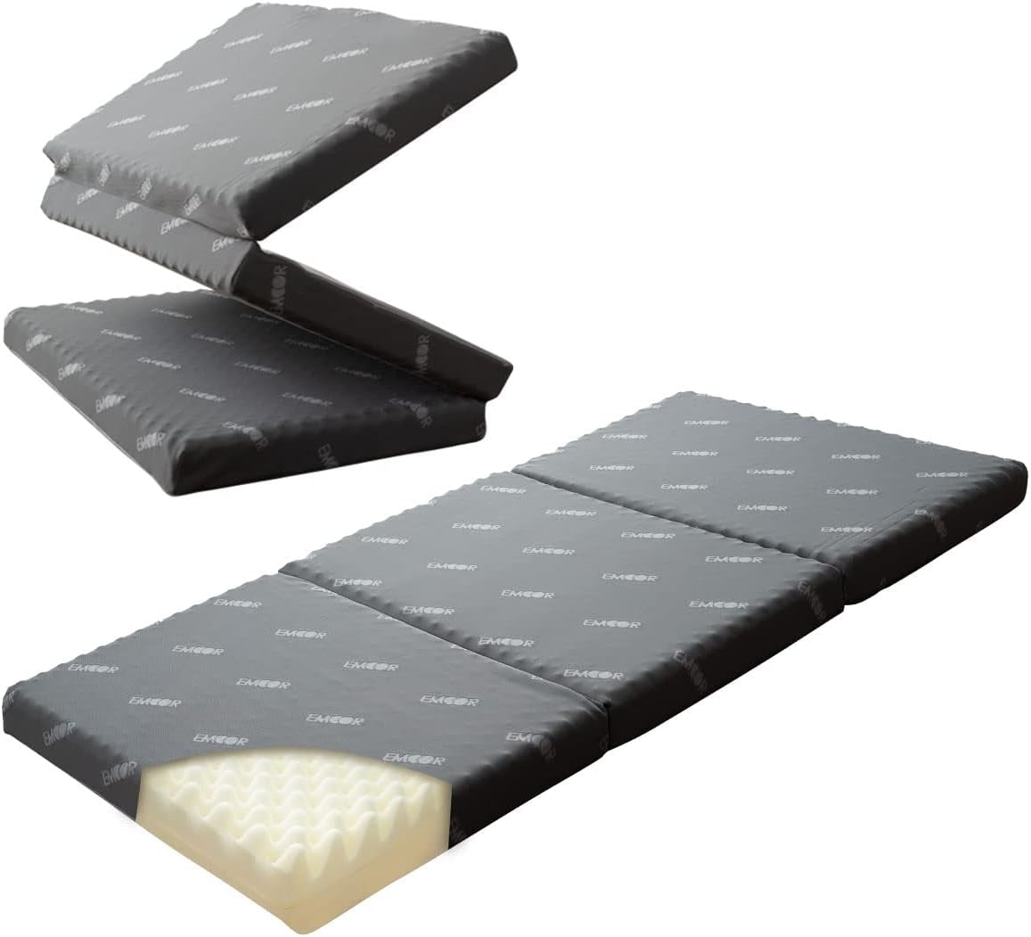 EMOOR Tri-Fold Mattress Start Twin (76.76x38x3in) 180N, High Resistance ...