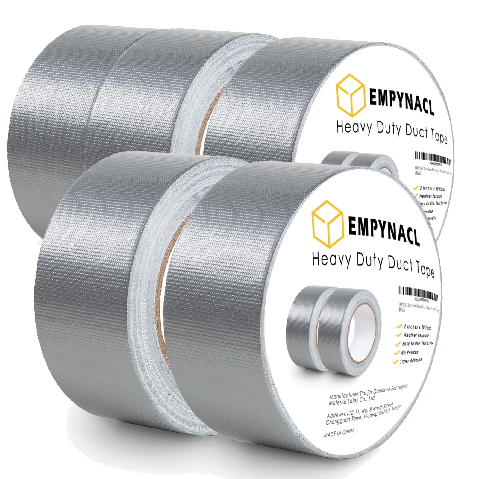 EMPYNACL Duct Tape Heavy Duty Waterproof, 5 Pack Silver Tape for Indoor ...