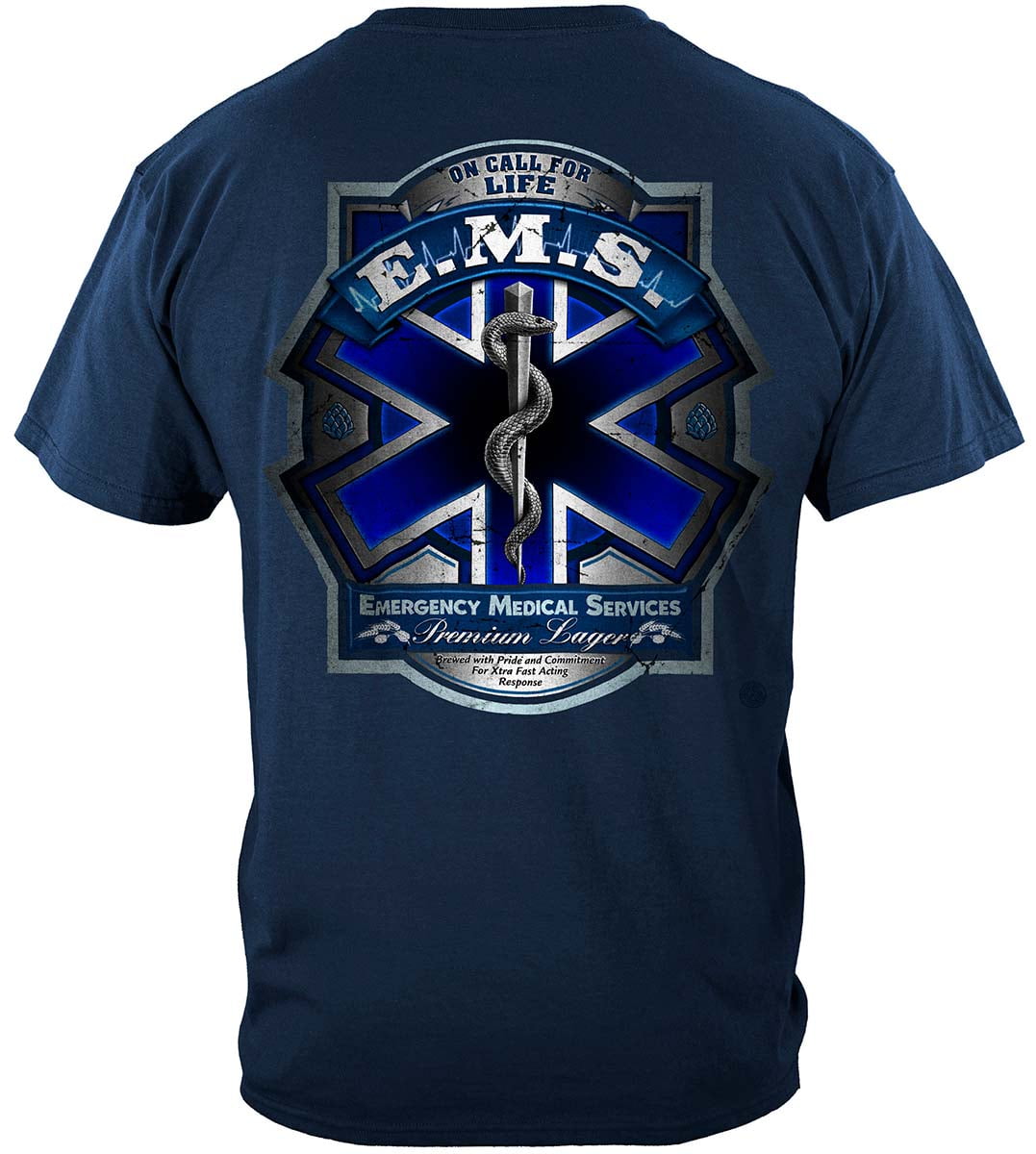 EMS Beer Label Ems 100% Cotton Navy T-Shirt Medium - Walmart.com