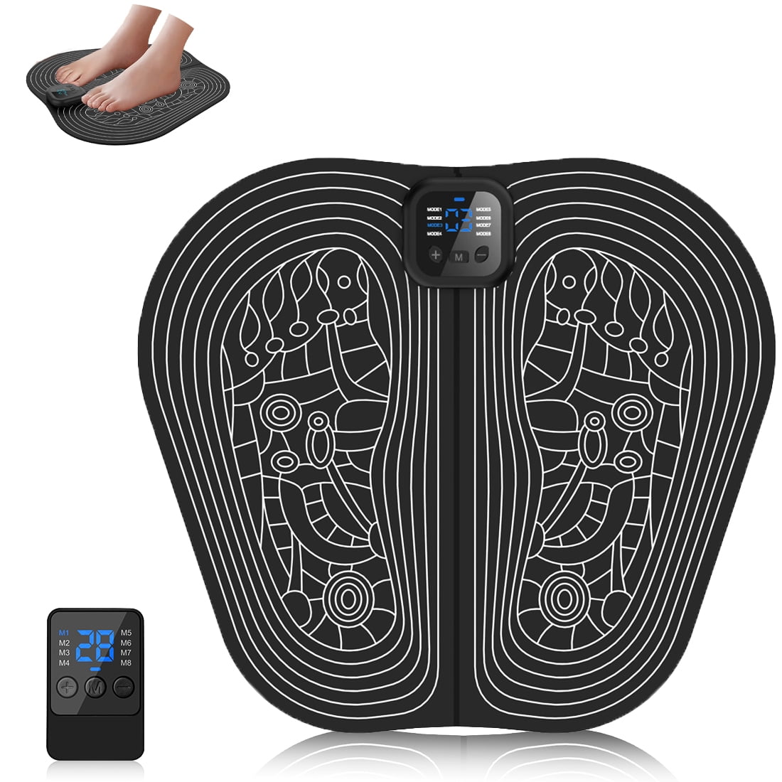 EMS Electric Foot Massager Mat Pad Remote Control USB LED Portable ...