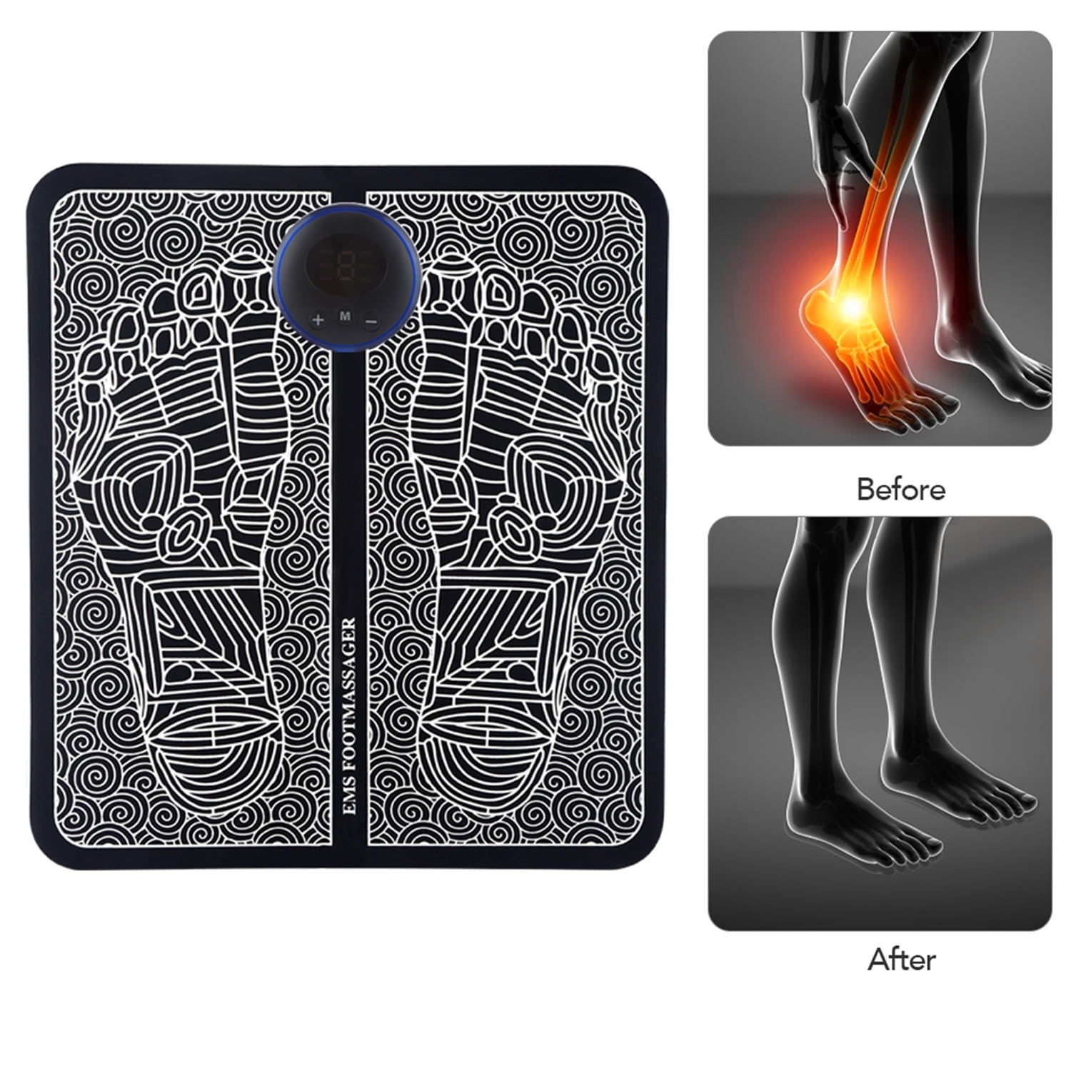EMS Intelligent Electric Foot Massager Mat, Portable, USB Rechargeable ...