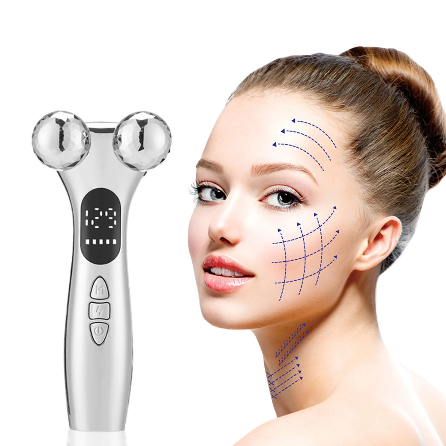 EMS Facial Massager 4D Roller Face Lift Device V-Face Slimmer Skin ...