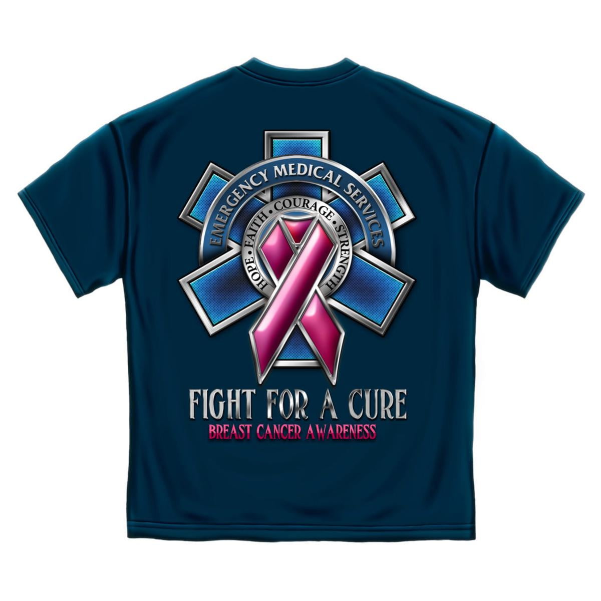 EMS Fight For A Cure Breast Cancer Awareness T-shirt by , Blue, XL ...