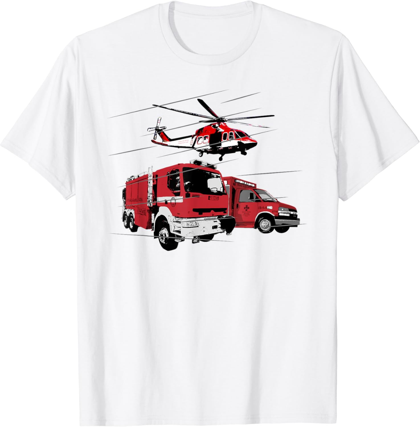 EMS Fire Truck Ambulance Rescue Helicopter Shirt Gift - Walmart.com
