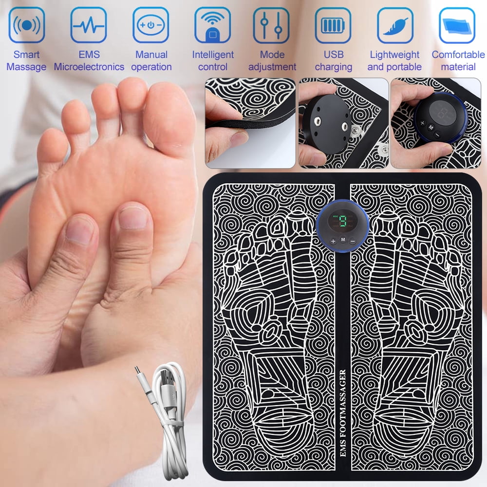 EMS Foot Massager for Circulation and Neuropathy,8 Modes 19 levels Adjustable Intensity Foot ...