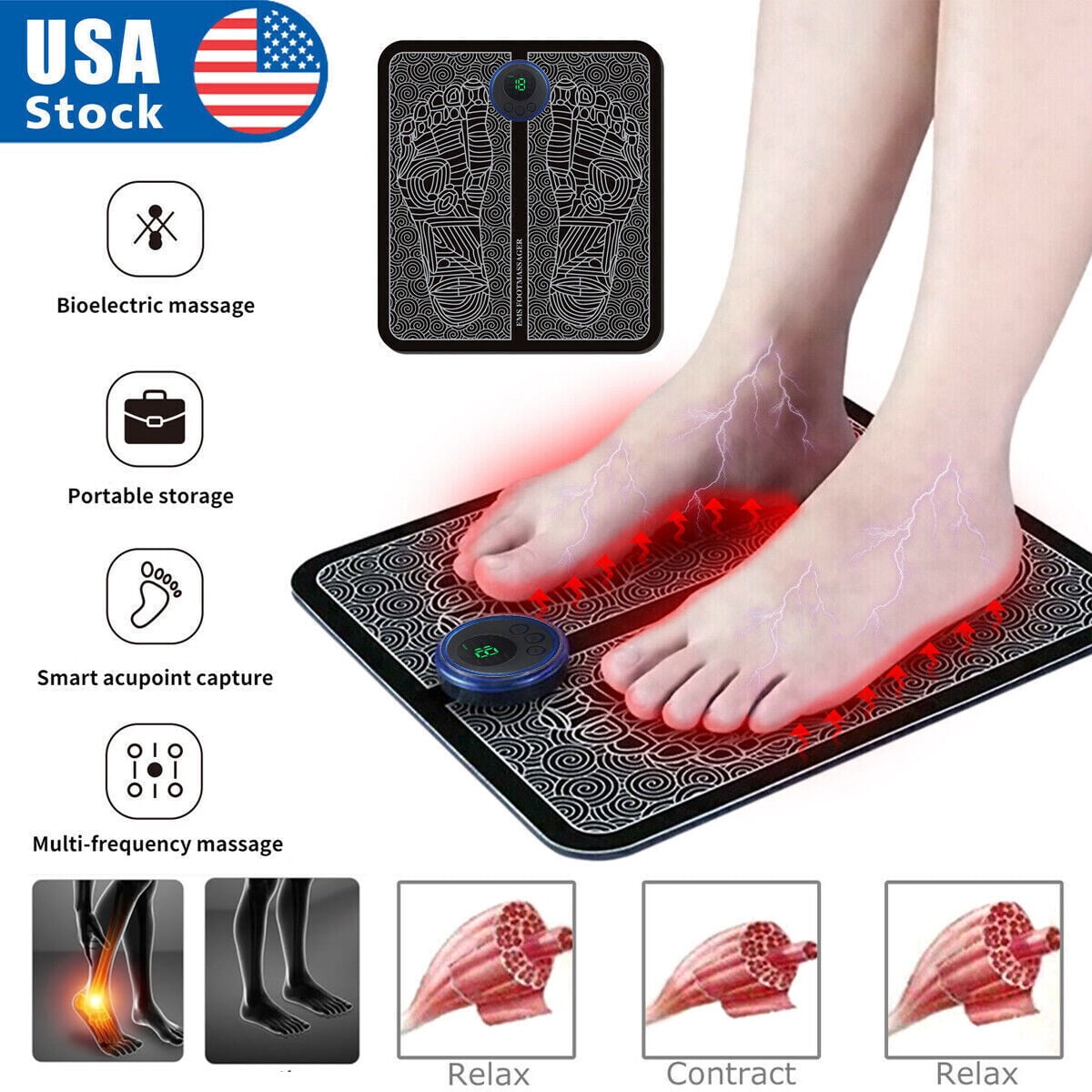 EMS Foot Massager Electric Deep Reshaping Kneading Muscle Leg Pain ...