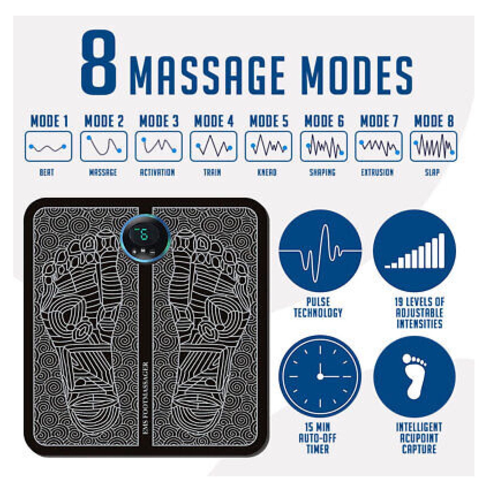 EMS Foot Massager Pad Leg Reshaping Electric Deep Kneading Muscle Pain ...