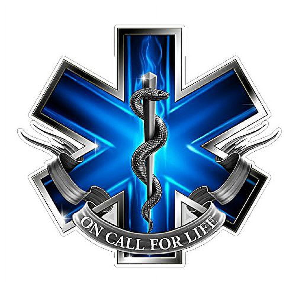 EMS Logo (Z2) Blue Flames Vinyl Decal Sticker Car/Truck Laptop/Netbook ...