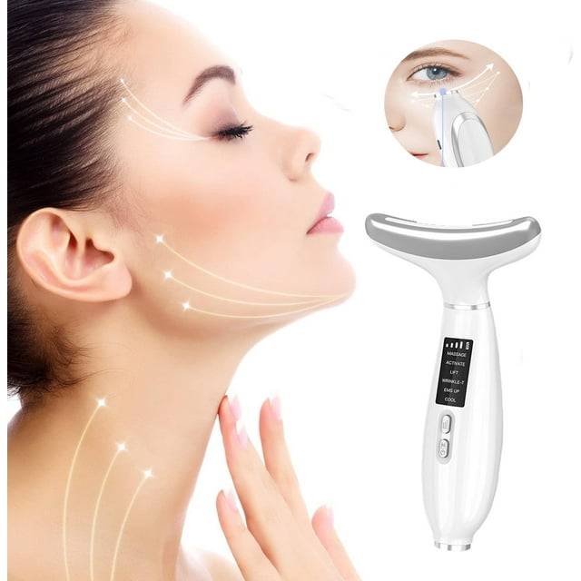 Face Neck Lift Beauty Device Machine EMS Microcurrent Face Massager LED Photon Therapy Hot Ice ...