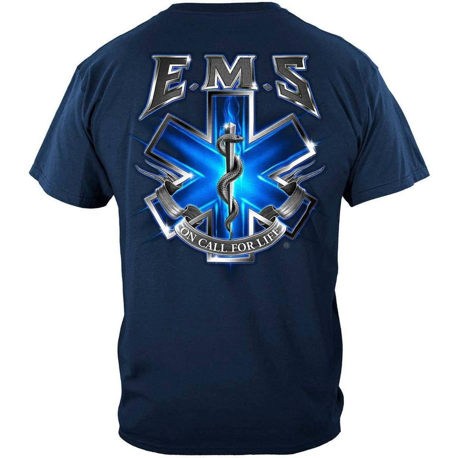 EMS On Call For Life EMT EMT 100% Cotton Navy T-Shirt 4X-Large ...