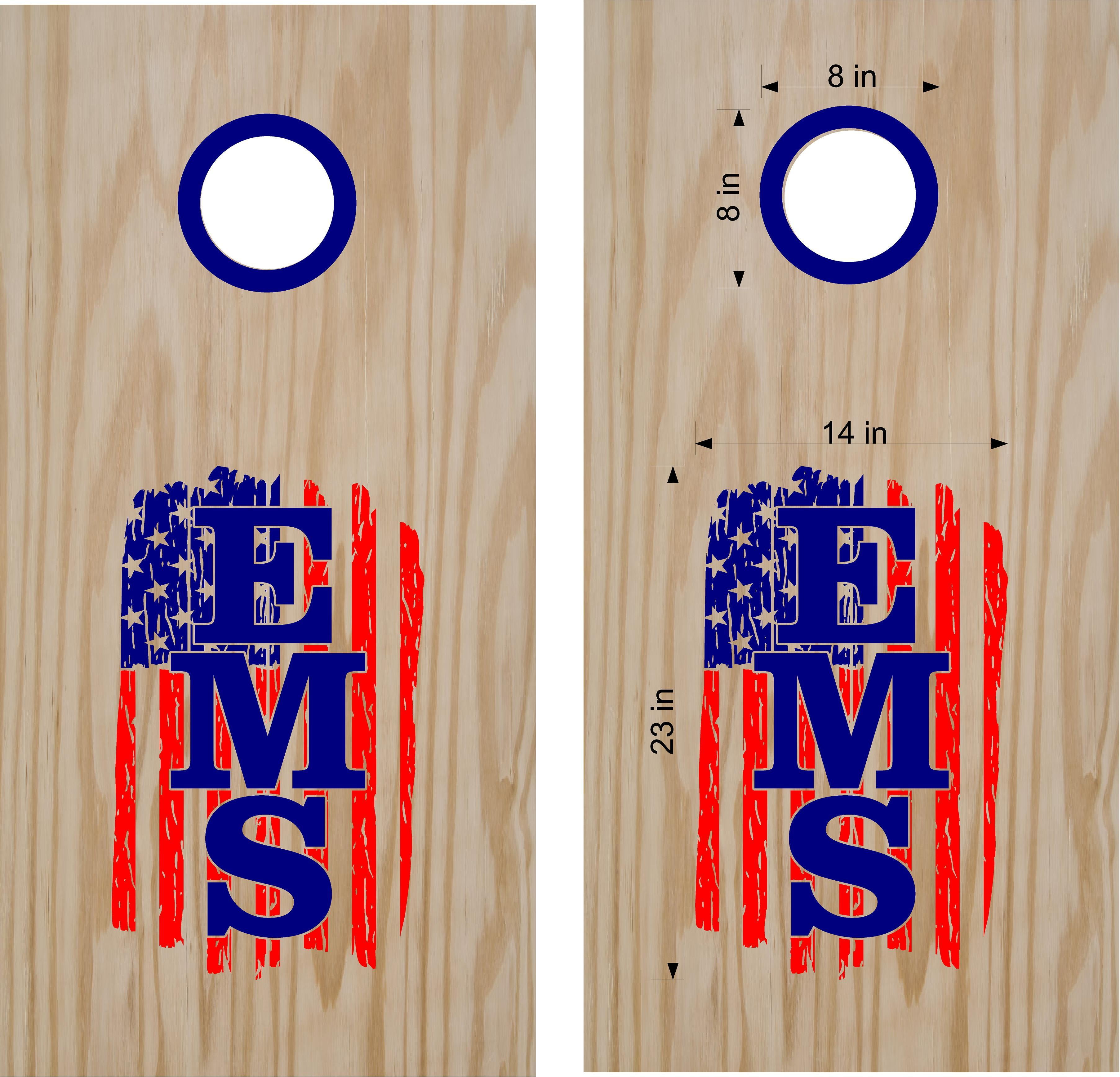 EMS Paramedic Flag Cornhole Board Decals - Bean Bag Toss Stickers for ...