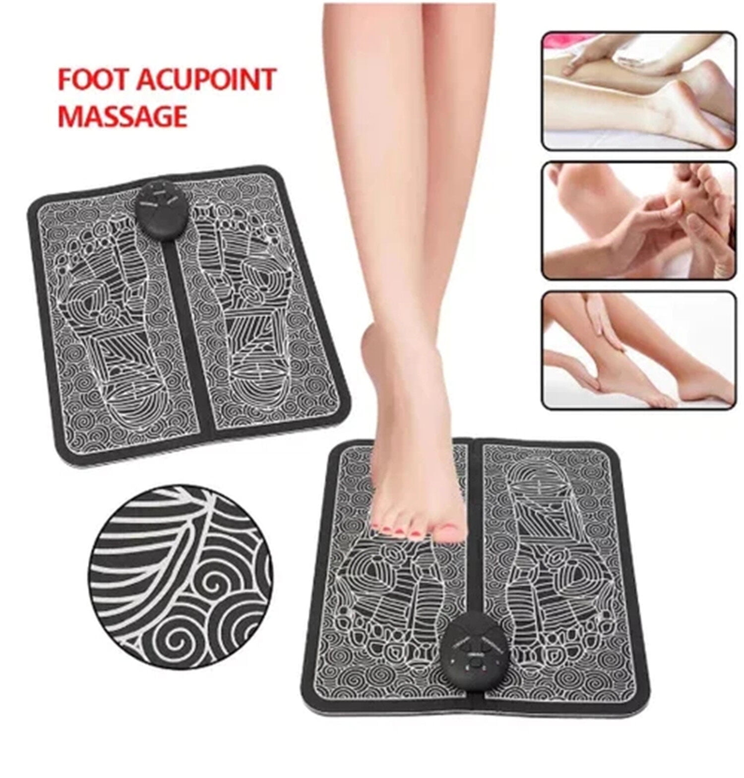 EMS Pulse Foot Mat Electric Foot Massager Pad Battery Powered Foot ...