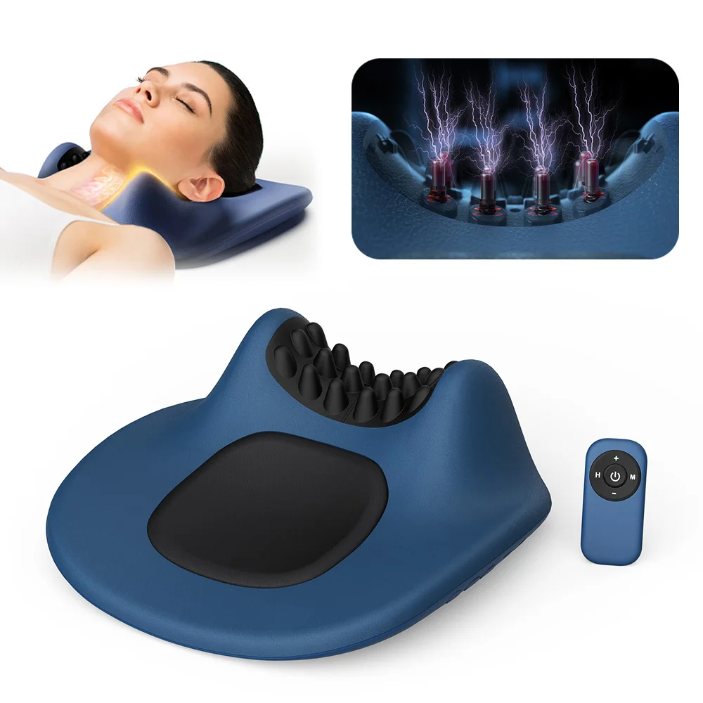 EMS Pulse Neck Pillow Massager Electirc Cervical Stretcher Heating ...