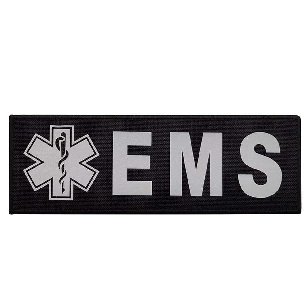 EMS Reflective Patches First Aid Paramedic Decorative Embroidered Badges Hook and Loop Fasteners ...