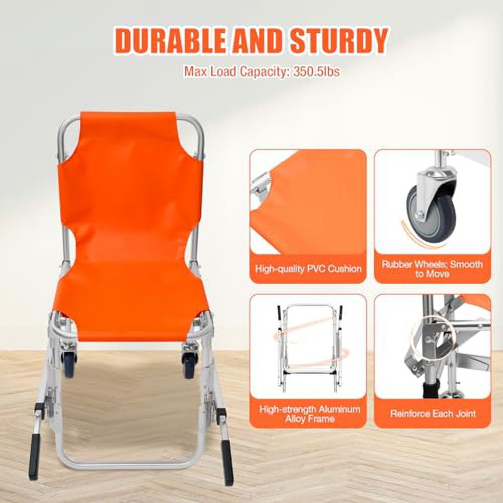 EMS Stair Chair, Portable Stair Stretcher Chair, Two-Wheeled Elderly ...