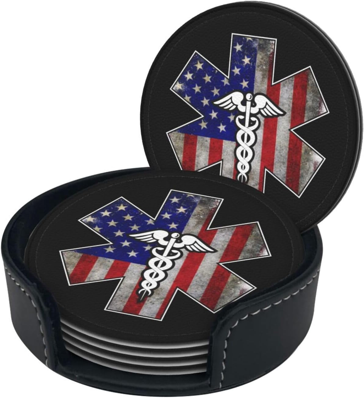 EMS Star of Life EMT Paramedic Medic American Flag Premium Leather ...