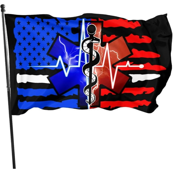 EMS Star of Life EMT Flag 3x5 Ft Paramedic Flag Home Outdoor Indoor Garden Home Decoration ...