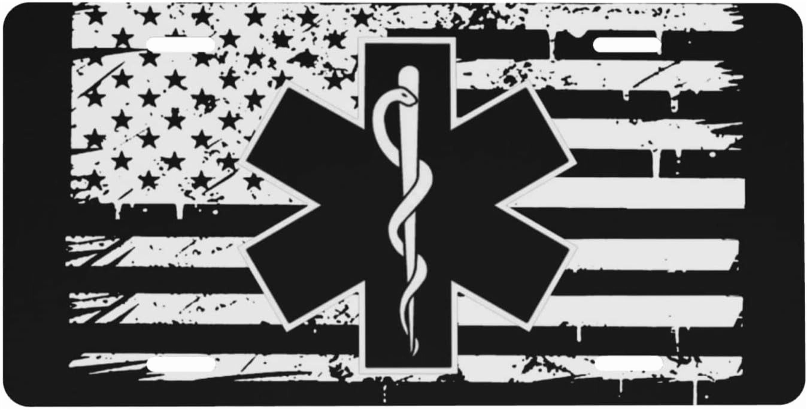 EMS Star of Life EMT Paramedic Medic American Flag Aluminum Stainless ...