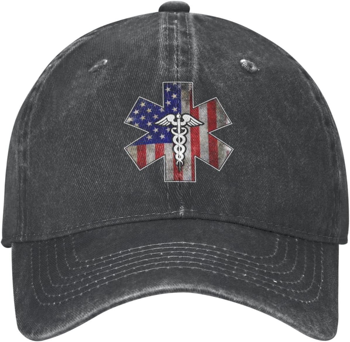 EMS Star of Life EMT Paramedic Medic American Flag Hat Classic Denim ...
