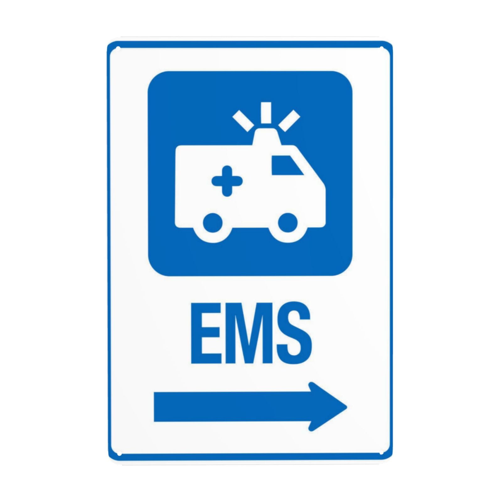 EMS With Right Arrow Hospital Sign Aluminum Metal Tin Sign Wall Decor ...