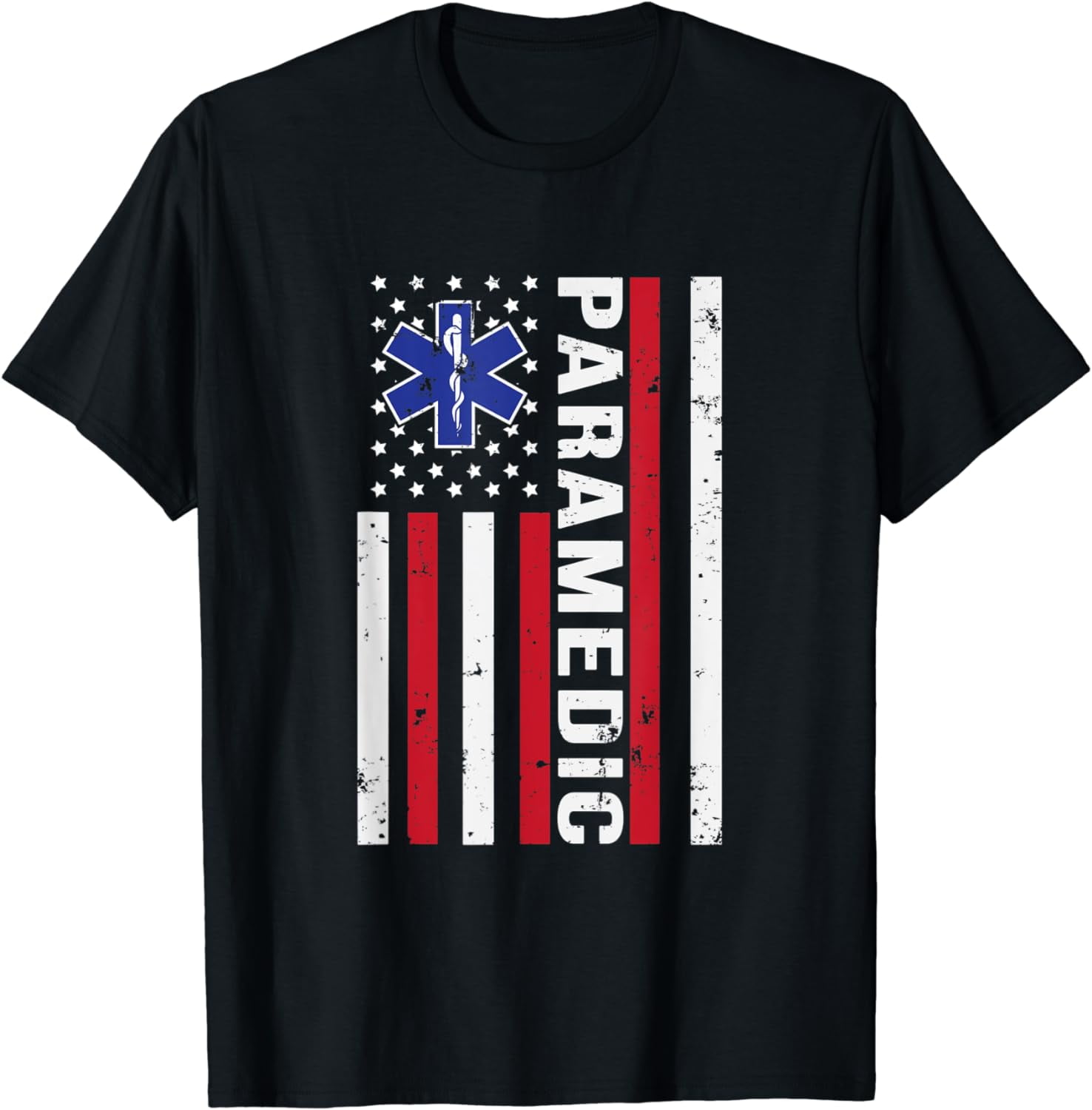 EMS design American Flag Star Of Life Paramedic Gift Cotton T-Shirt ...