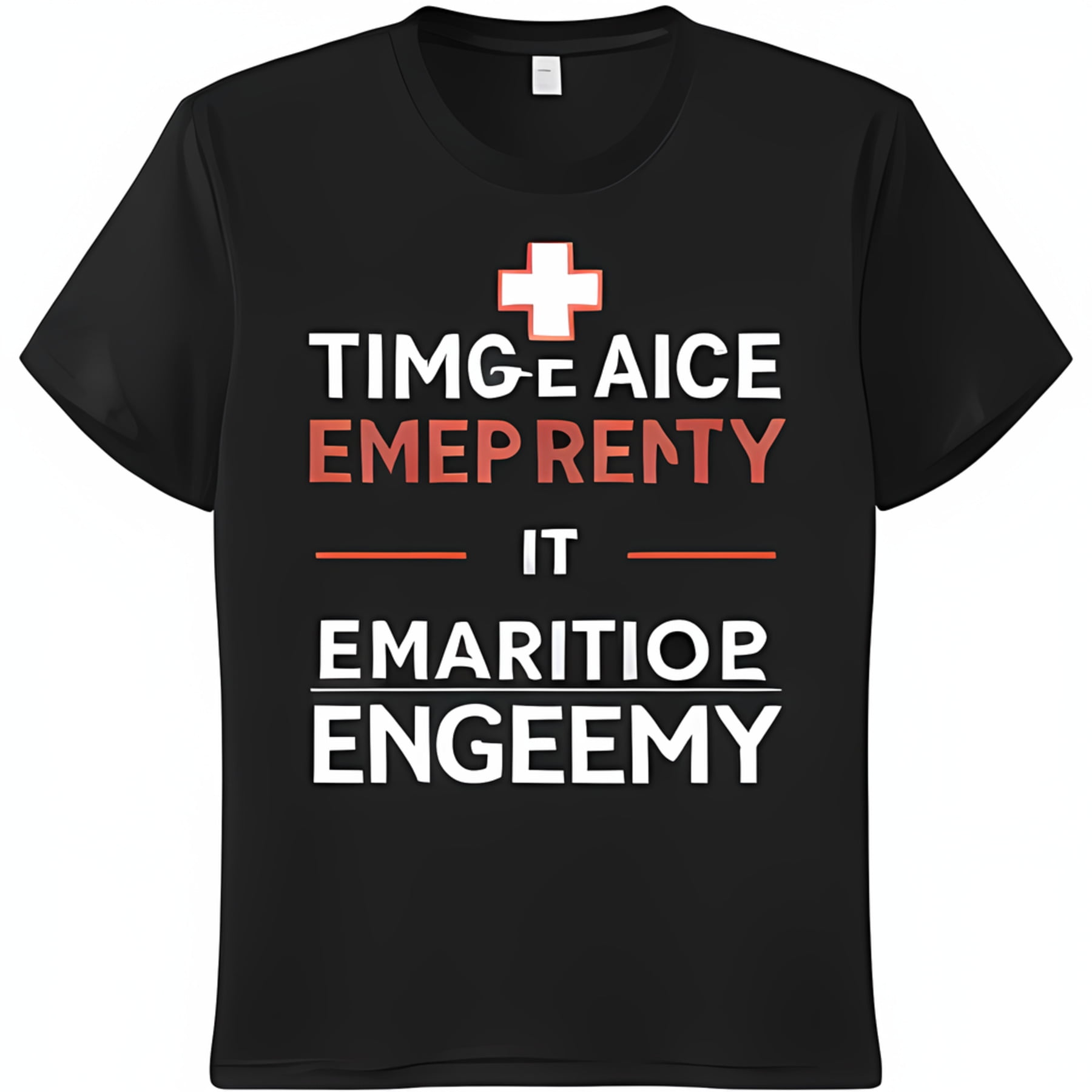 EMT Cross Symbol Black T-Shirt with Modern Typography for Unique Design ...
