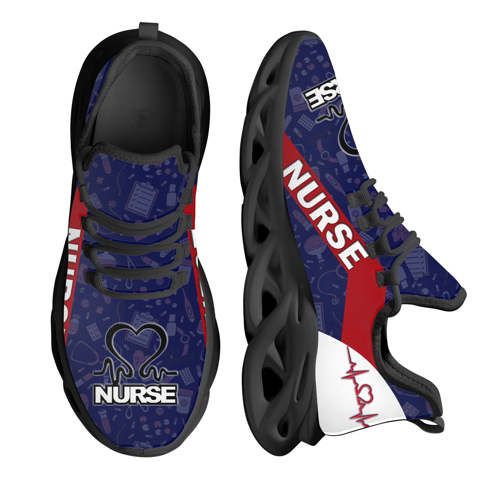 EMT EMS Ambulance Pattern Running Sneakers Lightweight Mesh Shoes for Women Comfort Ladies ...