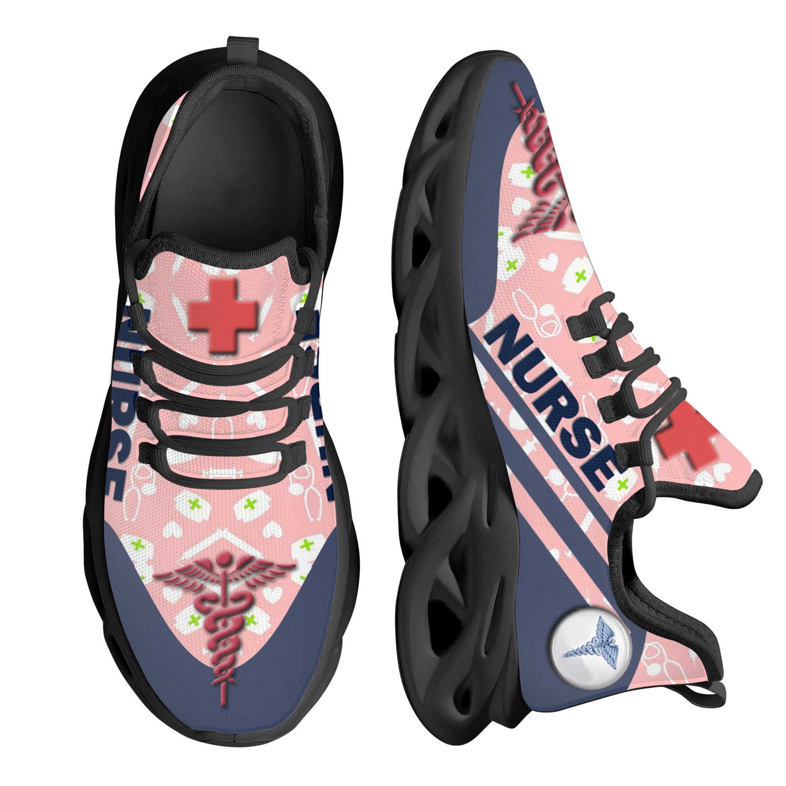 EMT EMS Ambulance Pattern Running Sneakers Lightweight Mesh Shoes for Women Comfort Ladies ...