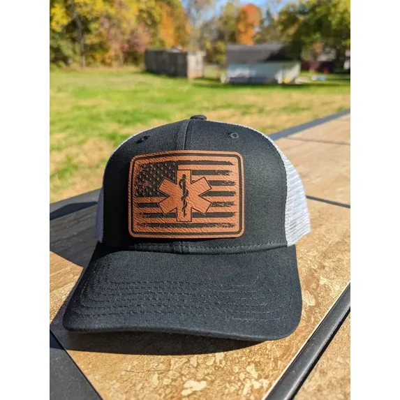 EMT EMS Hat | Custom Leather Patch, EMT Gift, Paramedic Gift, Station Gear, Fire and Rescue ...