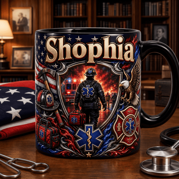 EMT Fire Rescue Mug Personalized Sophia First Responder Father’s Day ...