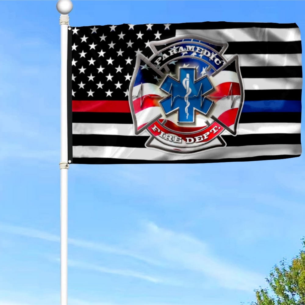 EMT Firefighter Grommet Flag Banner with Grommets 3x5Feet Man cave ...