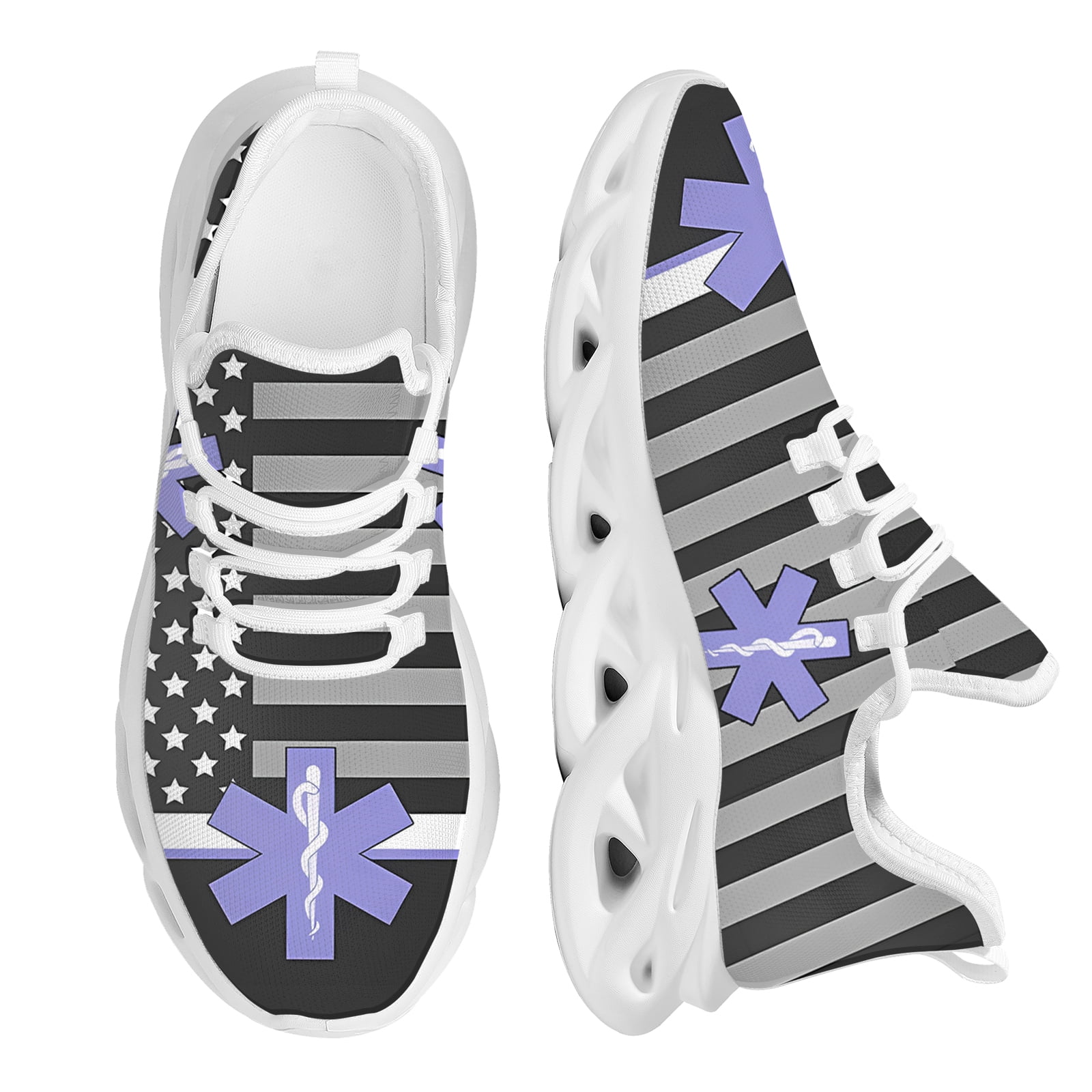 EMT First Responder EMS Print Mesh Swing Sneakers for Women Lightweight Lace-up Platform Shoes ...