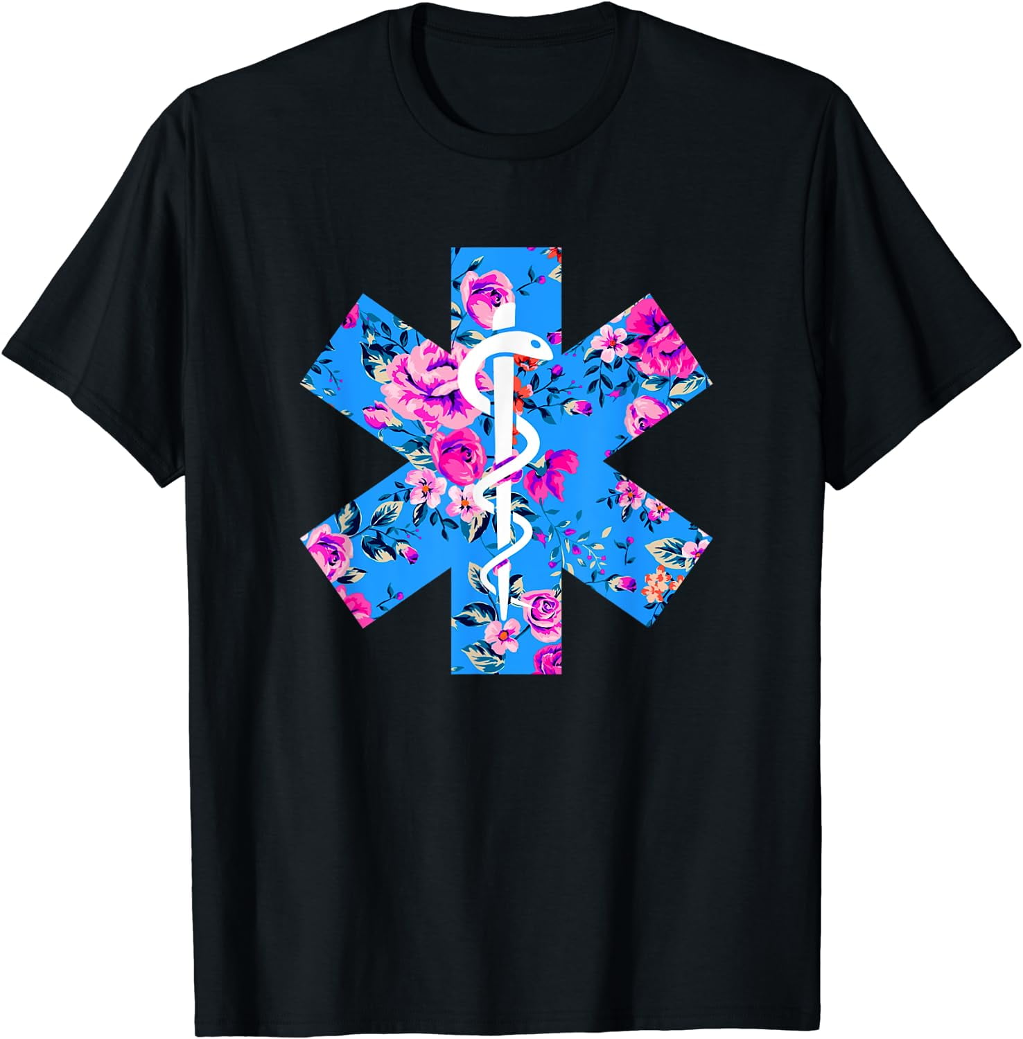 EMT, Floral EMT, EMS Paramedic Shirt, EMT Gift, EMT EMS T-Shirt Black ...