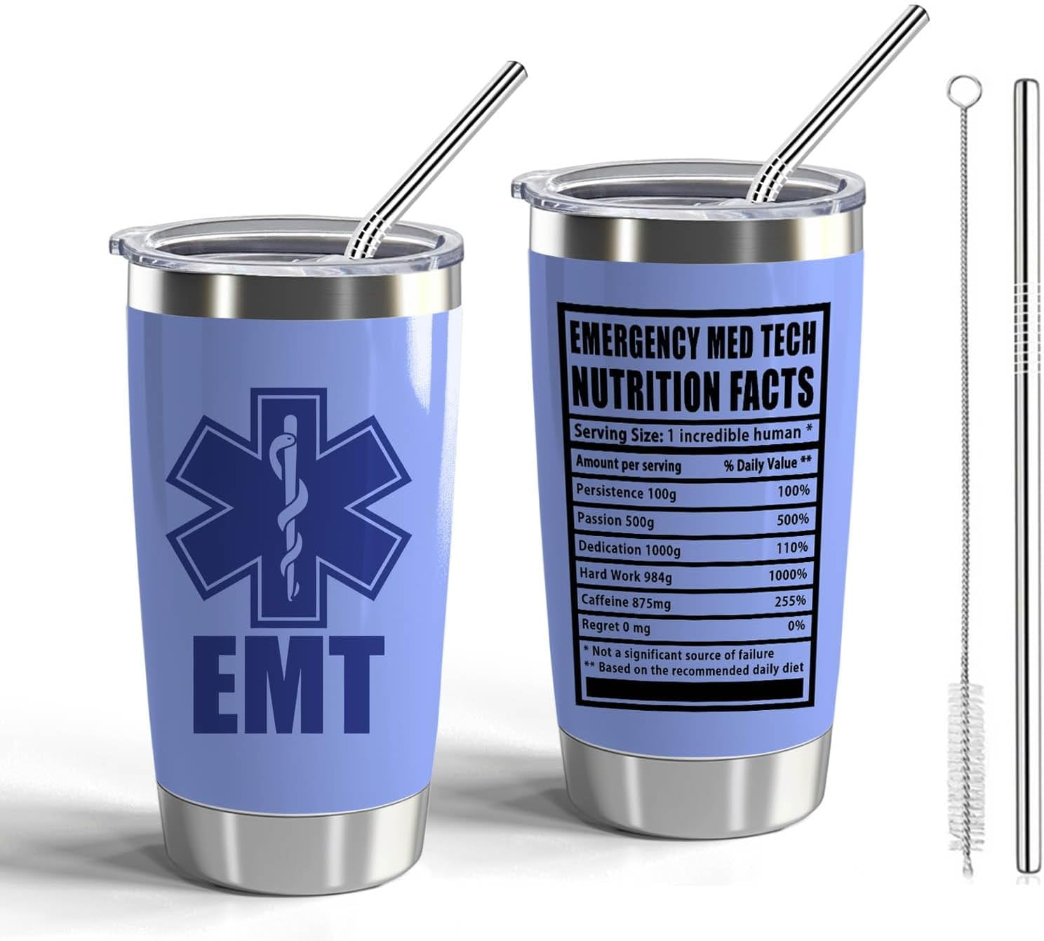 EMT Gift Emergency Medical Technician 20oz Tumbler with Lid and Straw ...