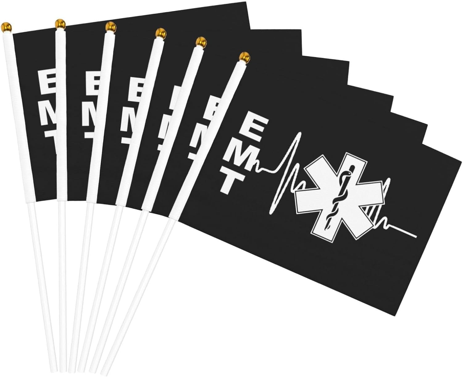 EMT Heartbeat Symbol Flag Small Mini Hand Held Flags 5.5x8.2 Inch ...