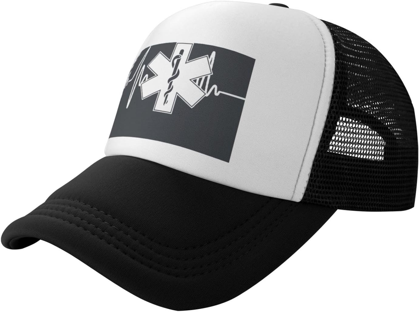 EMT Heartbeat Symbol Outdoor Mesh Baseball Hat Truck Hat Sandwich Hat ...