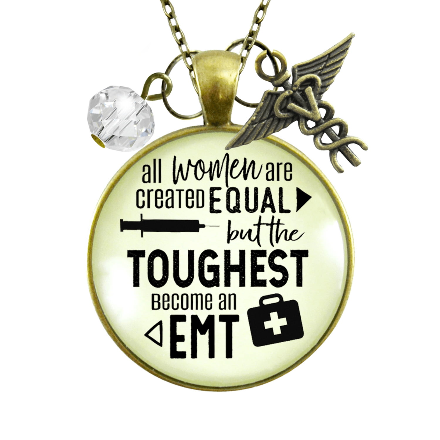 EMT Necklace All Women Equal Toughest EMT Gutsy Goodness Bronze Metal ...