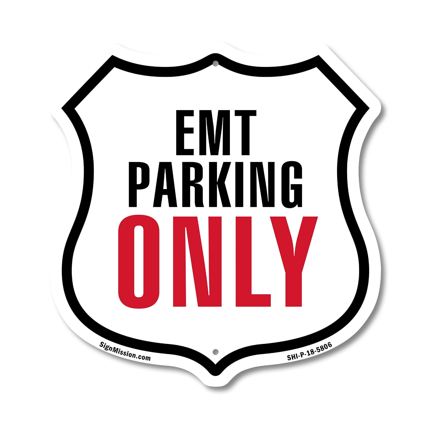 EMT Parking Only (2 Pack) 12 inch X 12 inch Shield-Shaped Rust-Free ...