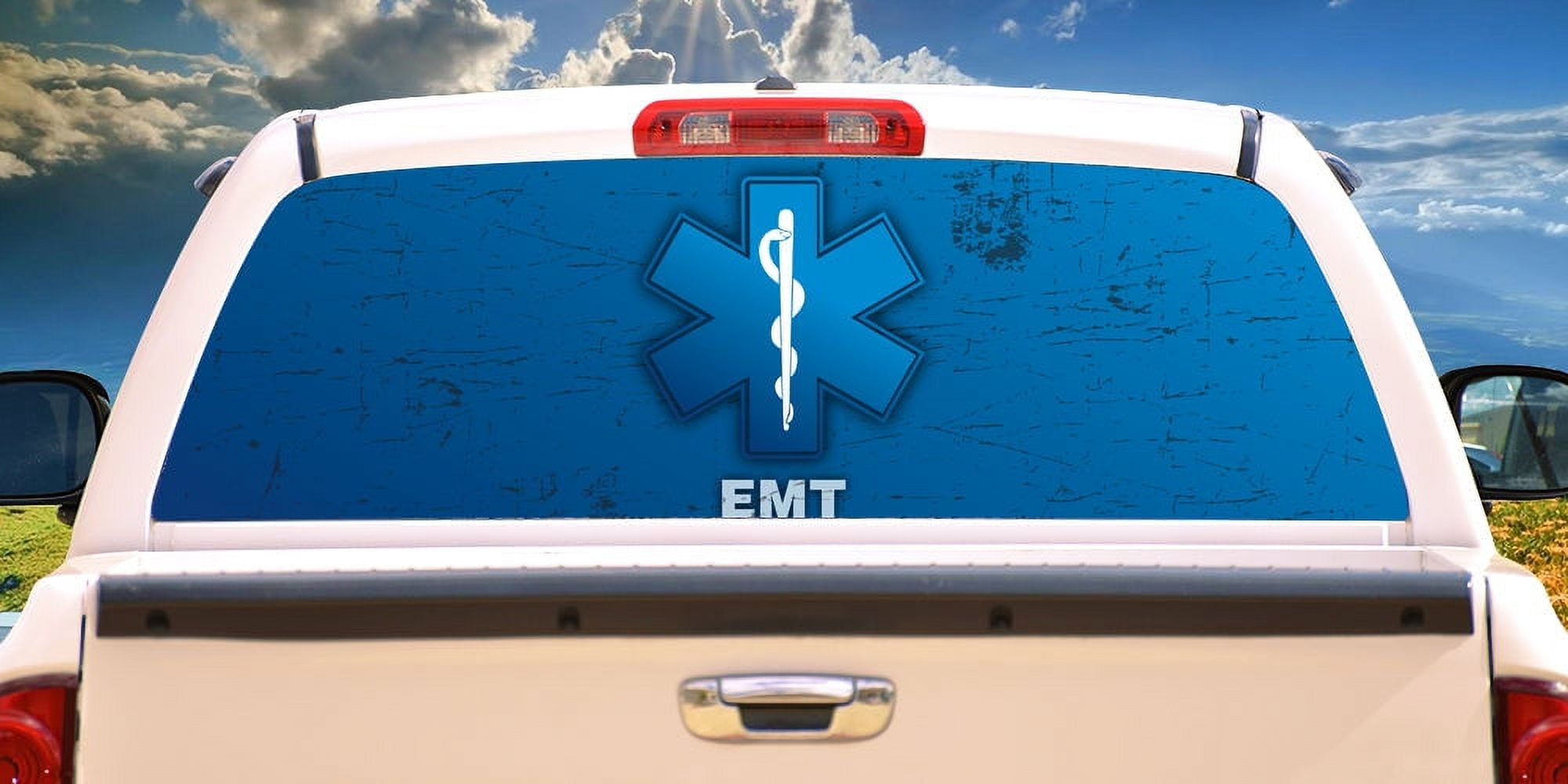 EMT Rear Window Graphic truck view thru vinyl decal back - Walmart.com