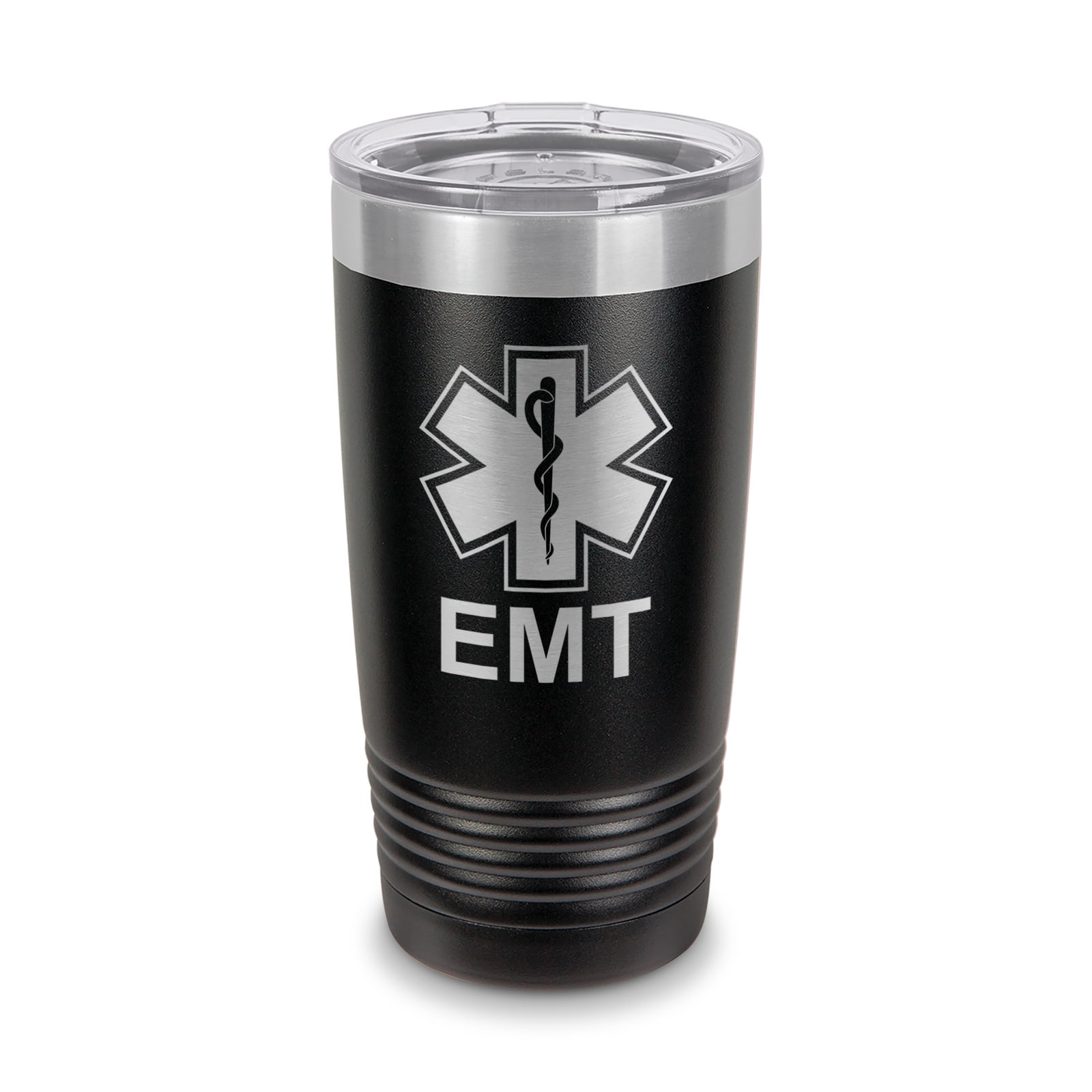 EMT Star of Life Tumbler 20 oz - Laser Engraved w/ Clear Lid ...