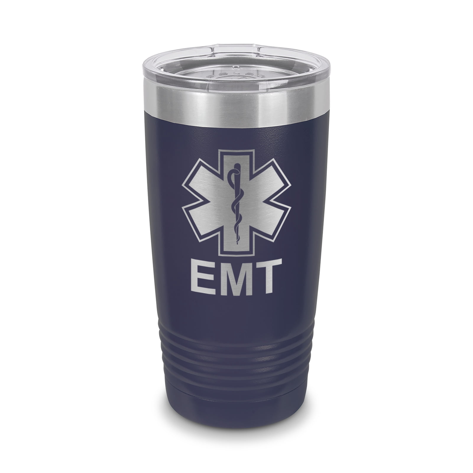 EMT Star of Life Tumbler 20 oz - Laser Engraved w/ Clear Lid ...