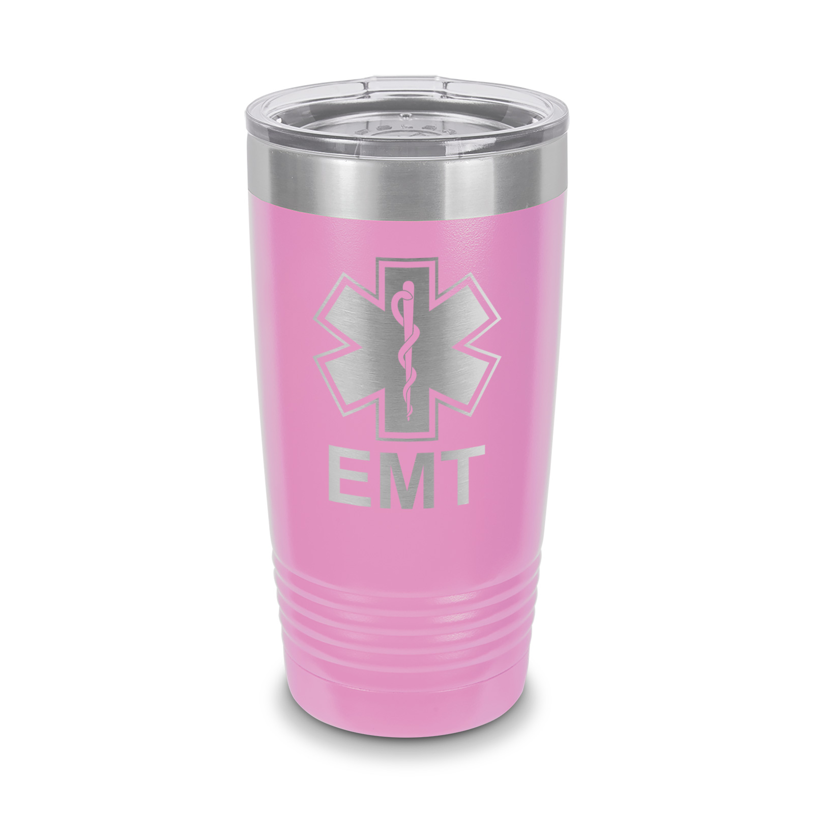 EMT Star of Life Tumbler 20 oz - Laser Engraved w/ Clear Lid ...