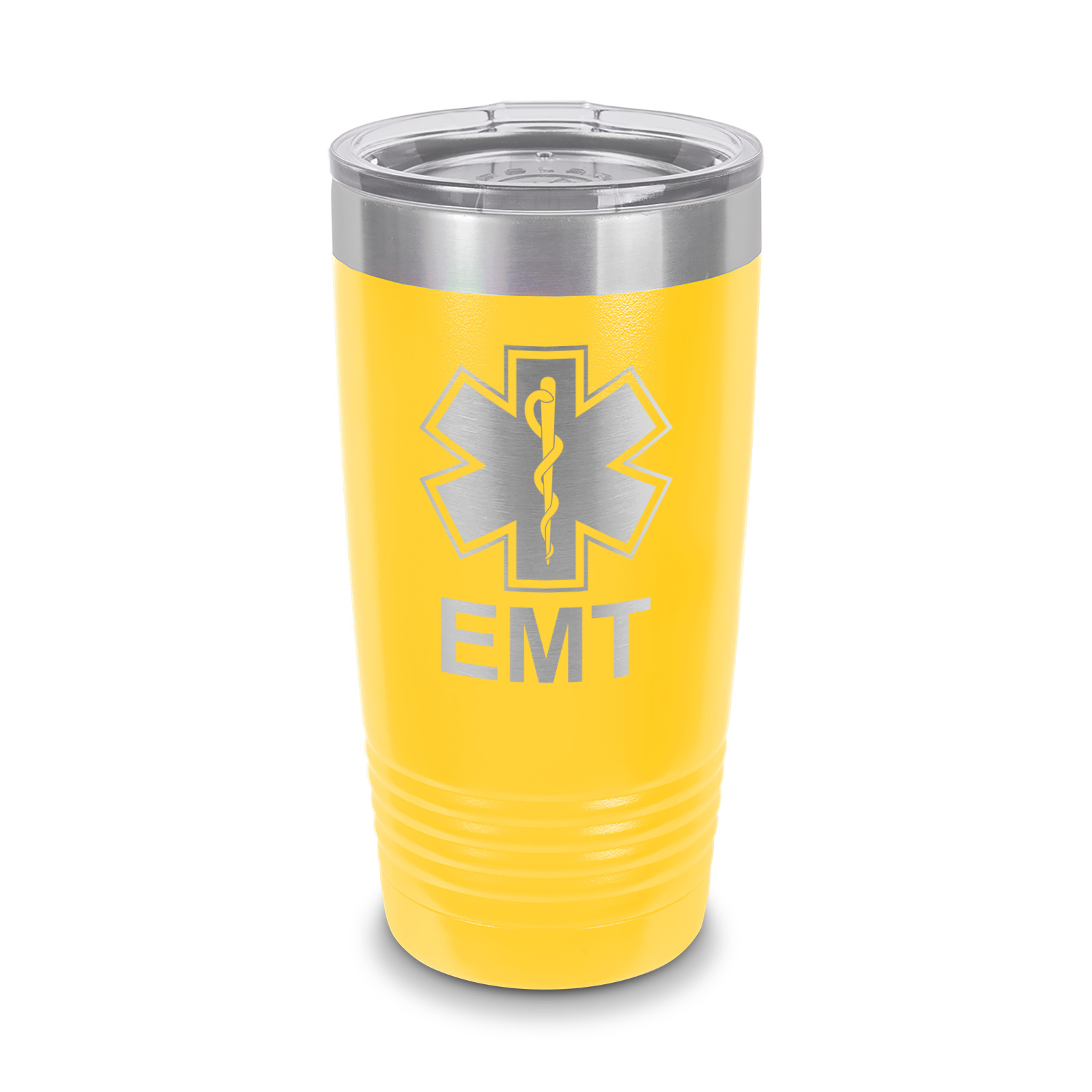 EMT Star of Life Tumbler 20 oz - Laser Engraved w/ Clear Lid ...