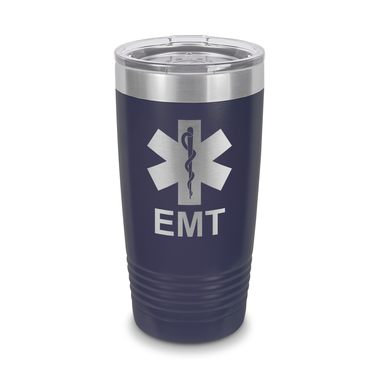 EMT Star of Life Tumbler 20 oz - Laser Engraved w/ Clear Lid ...