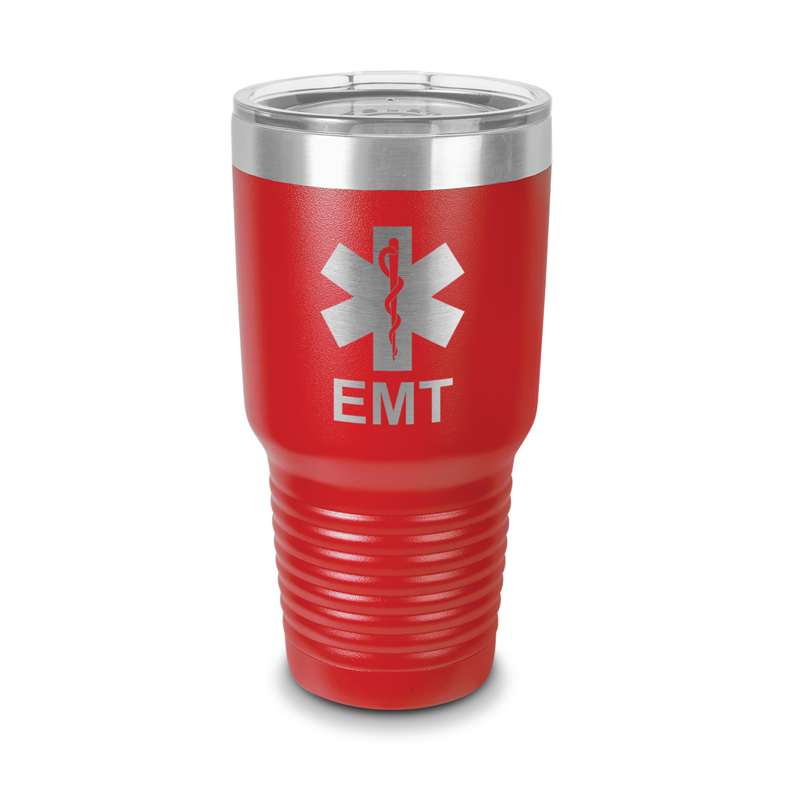 EMT Star of Life Tumbler 30 oz - Laser Engraved w/ Clear Lid ...