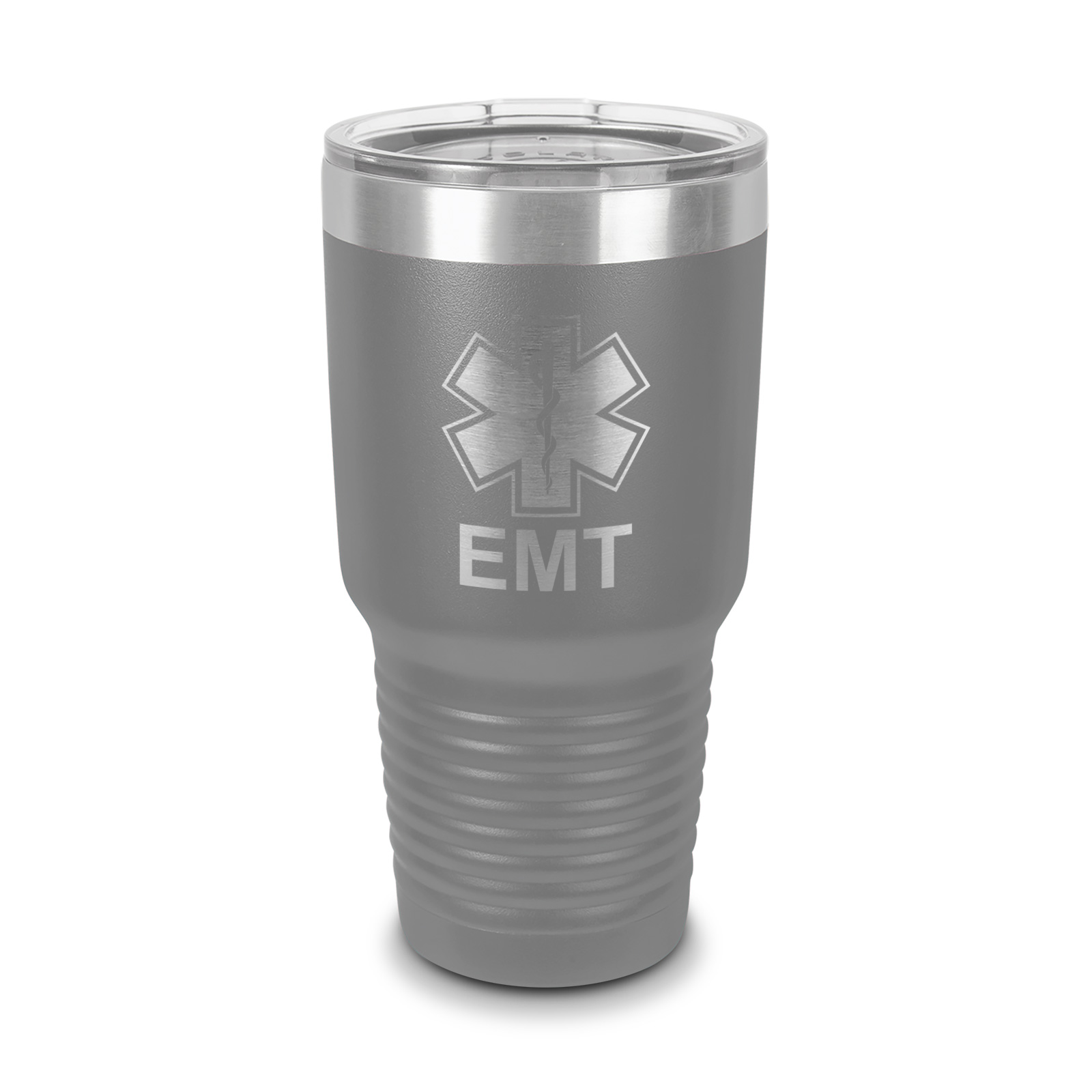 EMT Star of Life Tumbler 30 oz - Laser Engraved w/ Clear Lid ...