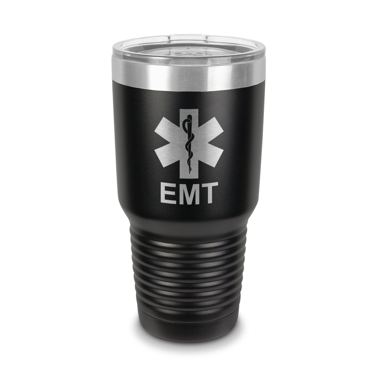 EMT Star of Life Tumbler 30 oz - Laser Engraved w/ Clear Lid ...