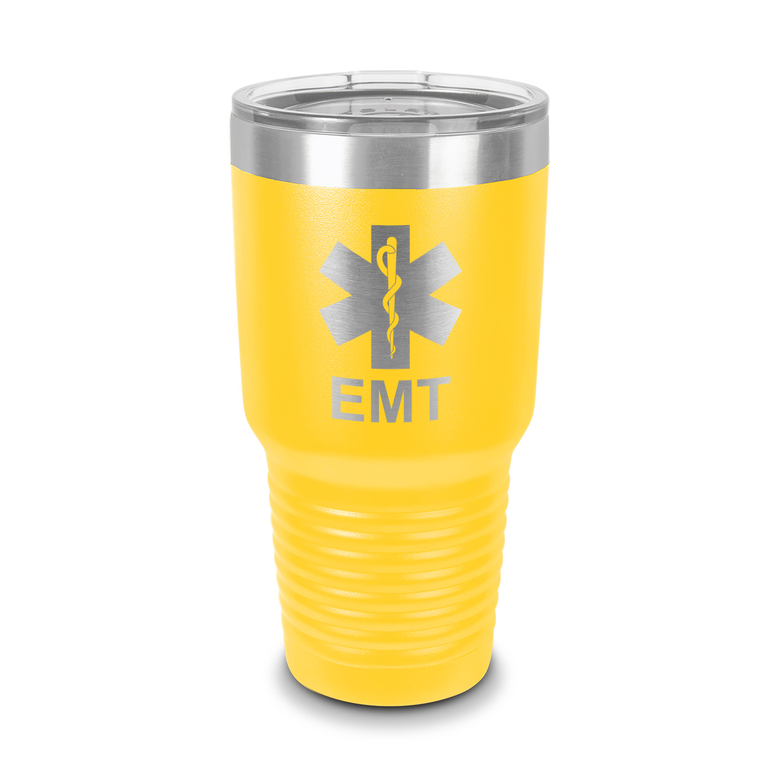 EMT Star of Life Tumbler 30 oz - Laser Engraved w/ Clear Lid ...